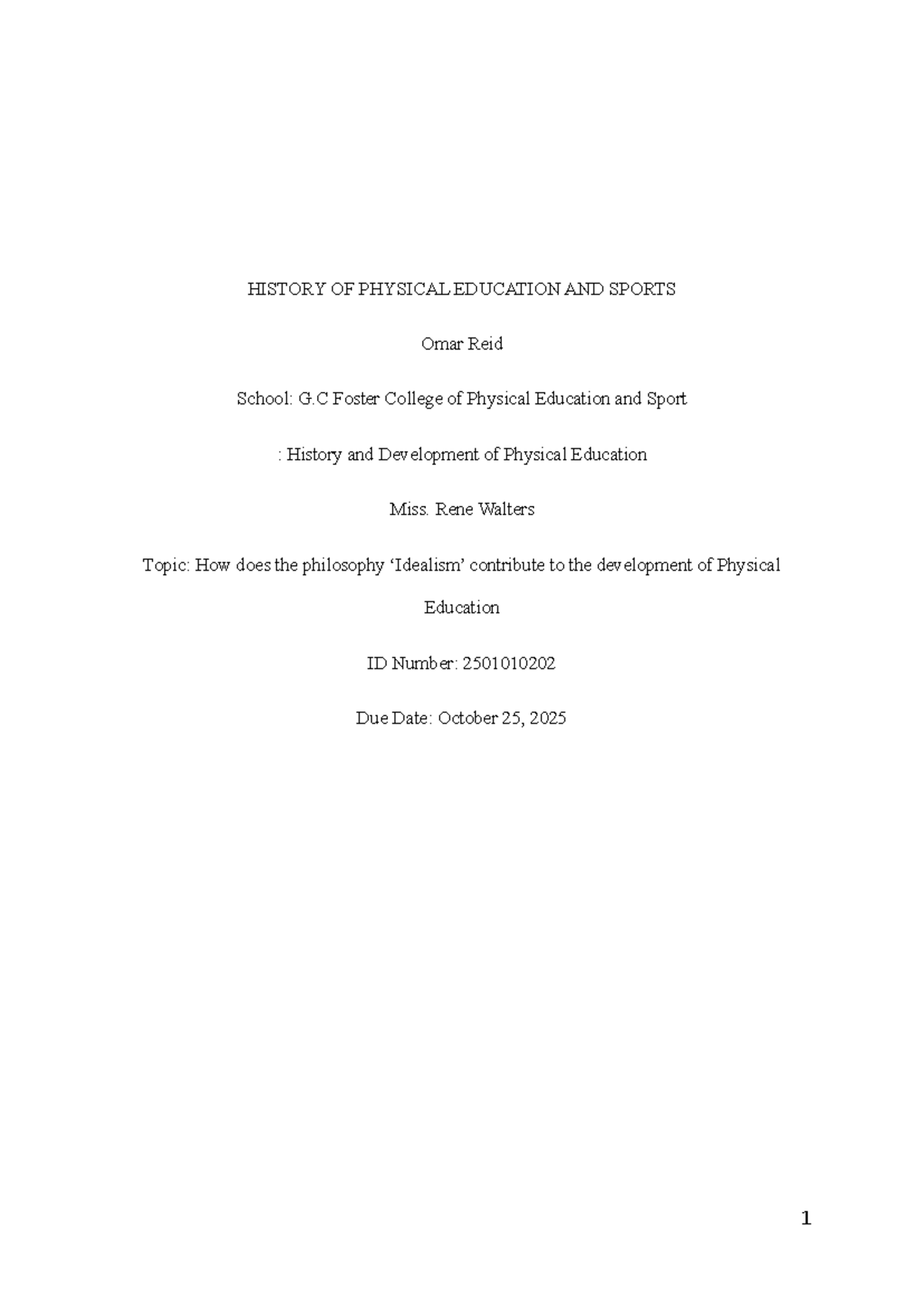 HIST 2501010202: The Role of Philosophy in Physical Education ...