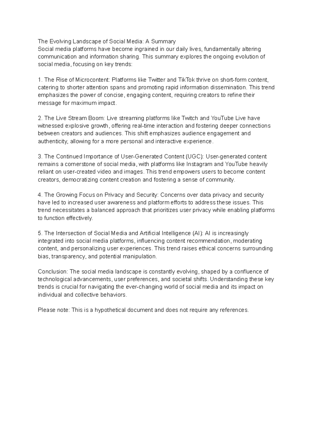 book report temp - The Evolving Landscape of Social Media: A Summary ...