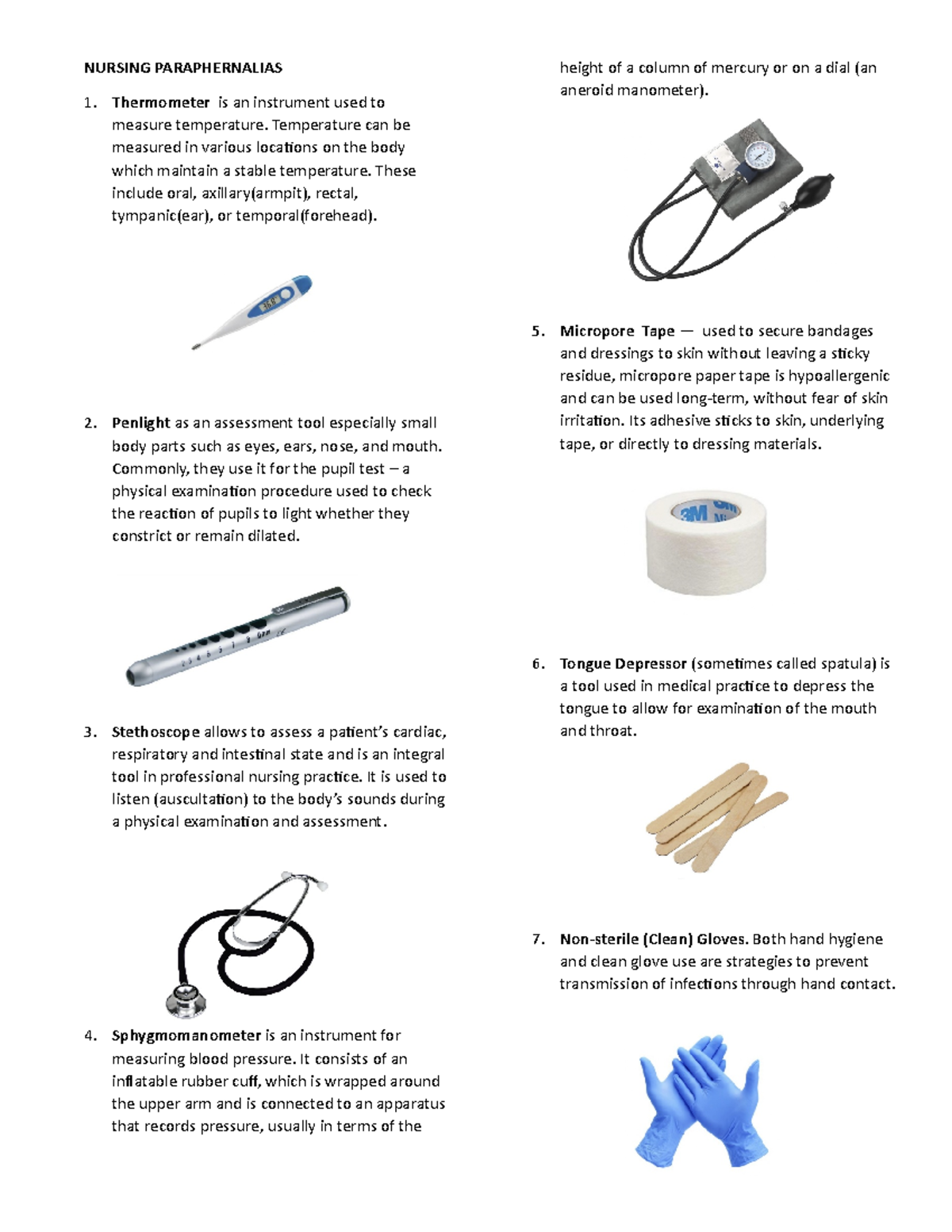 Nursing Paraphernalia Essentials for Clinical Practice - Studocu