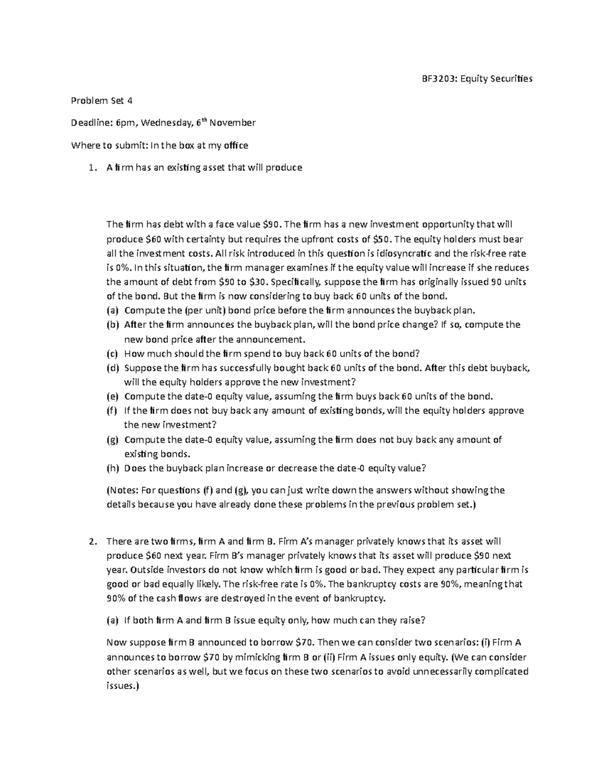 Pset 4 - BF3203 Equity Securities Notes and Analysis - Studocu