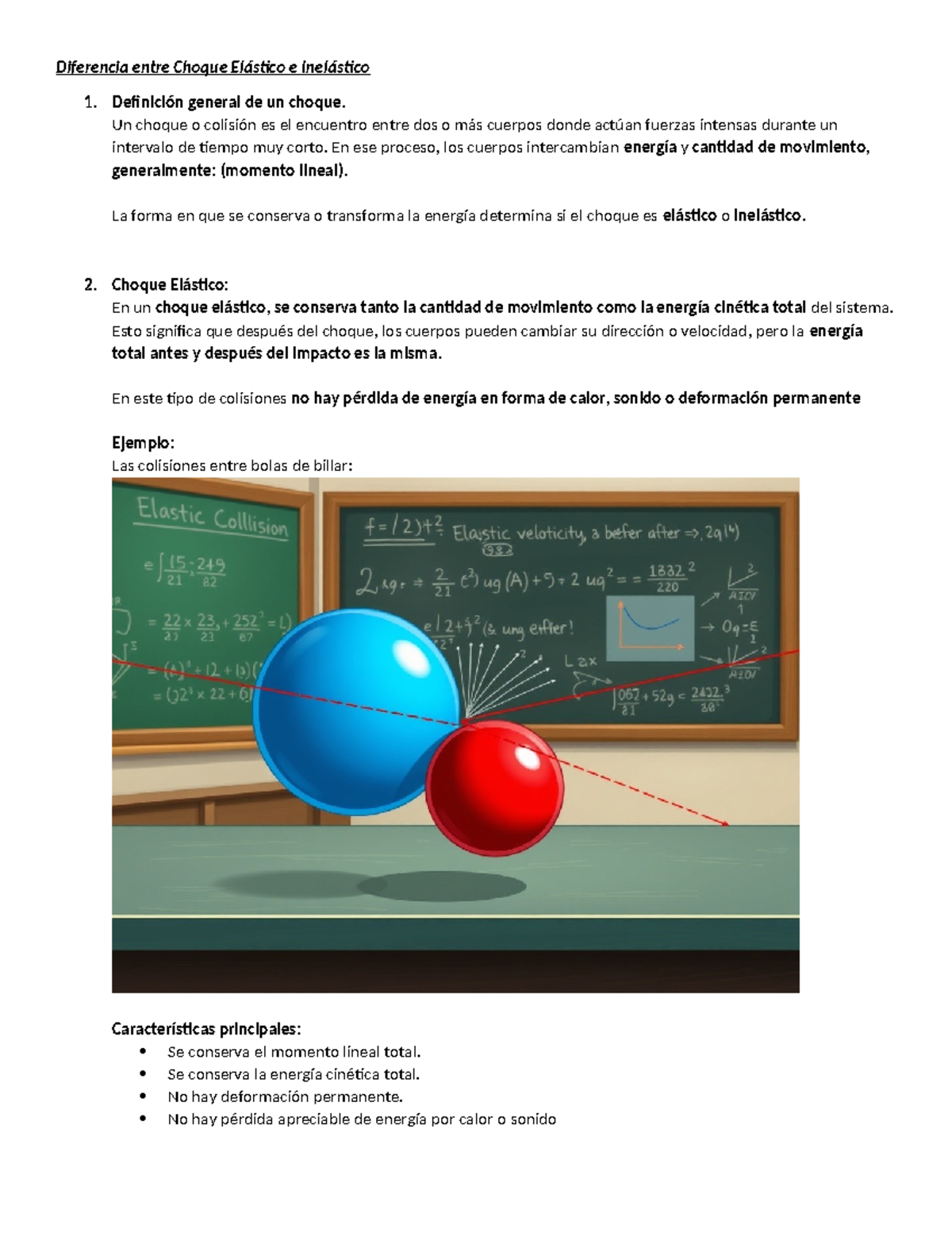 Diferencias entre Choque Elástico e Inelástico en Física - Studocu