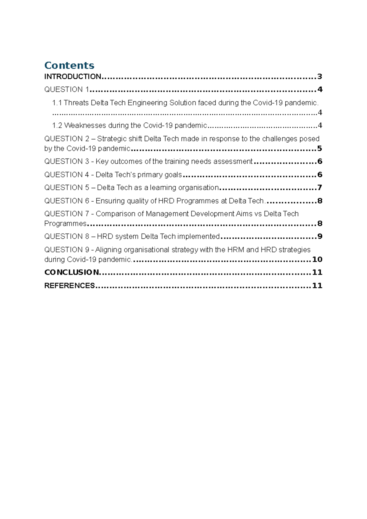 HRD3702 Assignment 2 - Delta Tech's HRM & HRD Strategies During ...