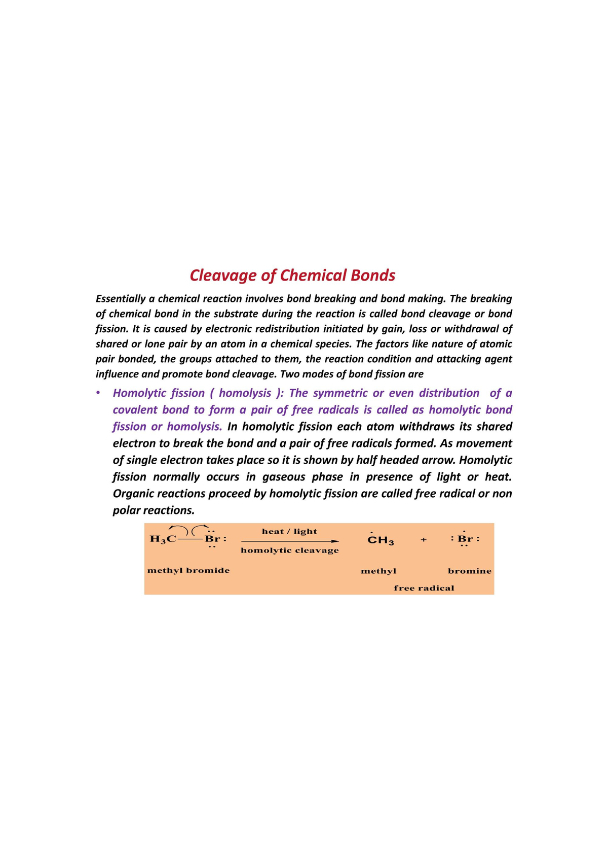 Organic Chemistry Unit 1: Cleavage of Chemical Bonds and Effects - Studocu