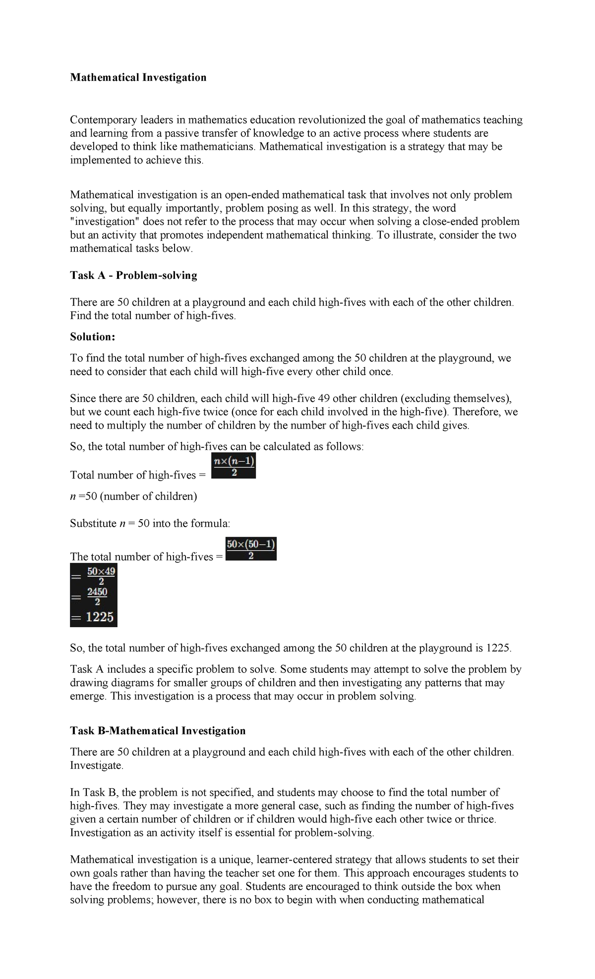 Mathematical Investigation in Education: Key Strategies and Insights ...