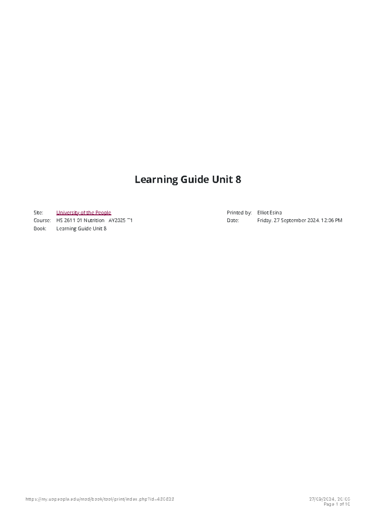 Learning Guide Unit 8: Nutrition Info Literacy & Media Evaluation - Studocu