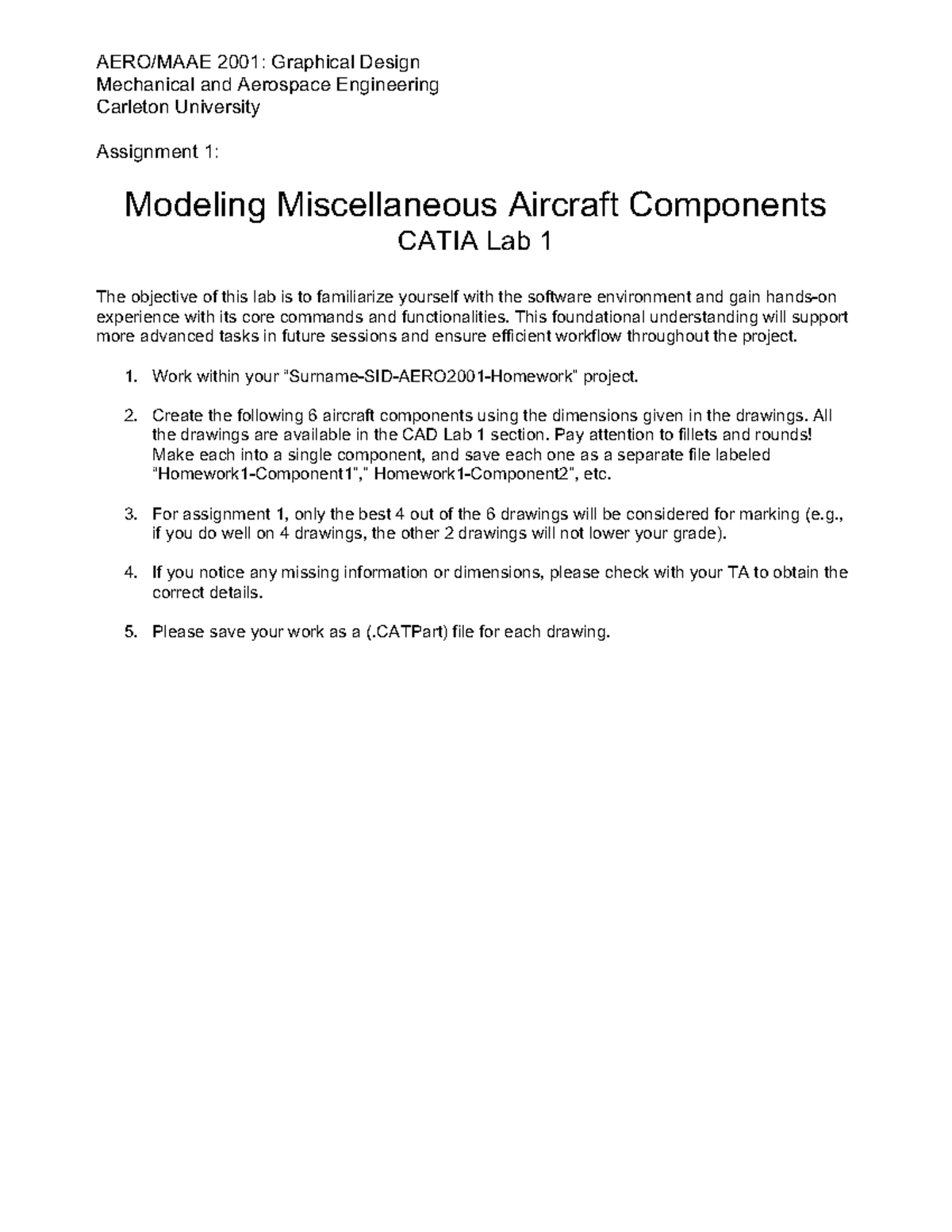 CAD Lab 1: Modeling Aircraft Components in CATIA - Assignment 1 - Studocu
