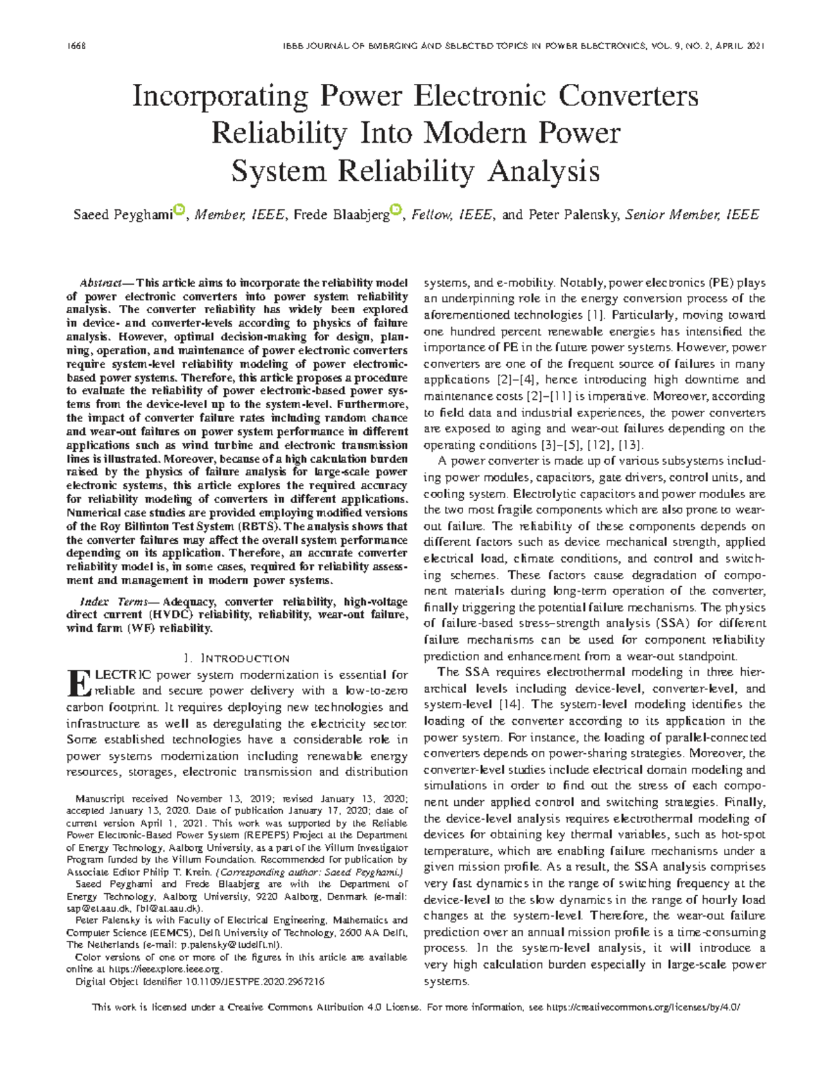 Incorporating Power Electronic Converters Reliability in Power Systems ...