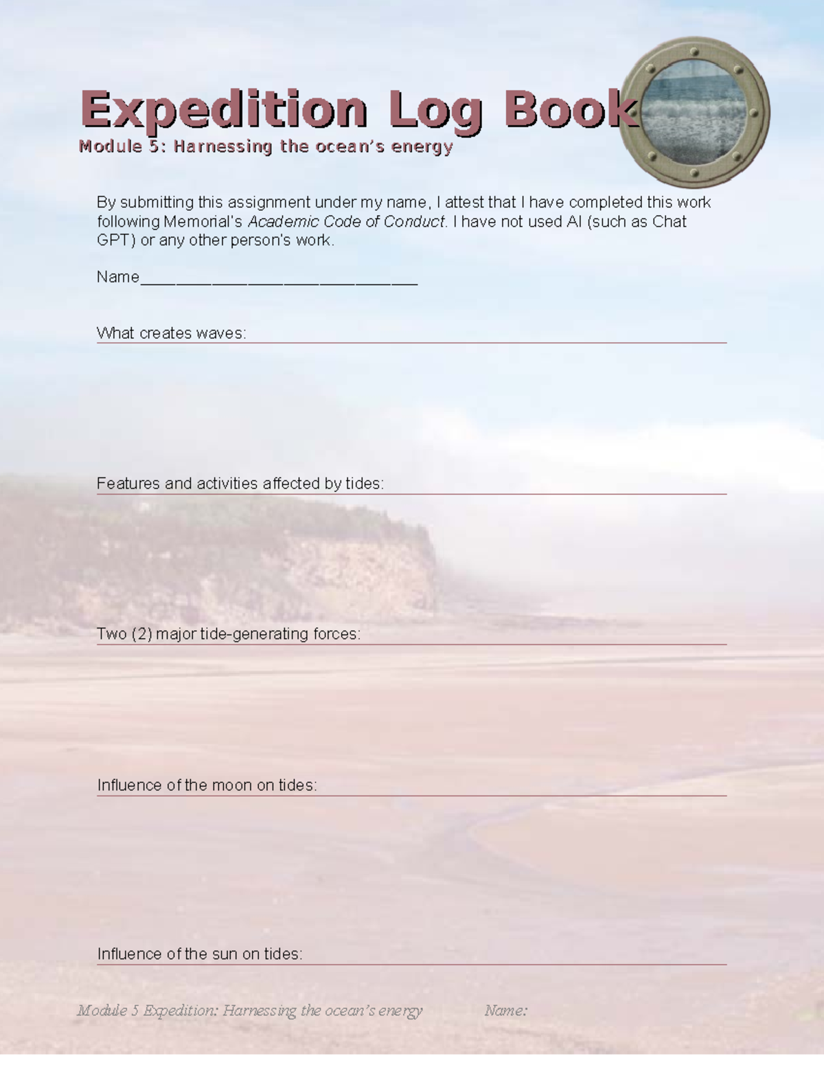 Log Book 5 - btytg - Expedition Log BookExpedition Log Book Module 5 ...