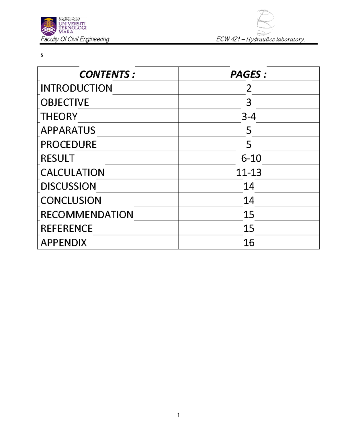 Broad Crested Weir Flow Measurement Lab Report (Course Code) - Studocu