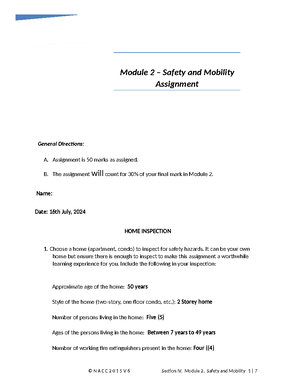 IV-3 Test - Module 2 Safety & Mobility - Module 2 – Safety and Mobility ...