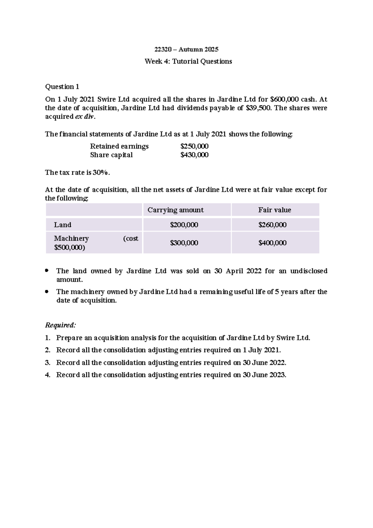 22320 Tutorial questions Week04 2025AUT - 22320 – Autumn 2025 Week 4 ...