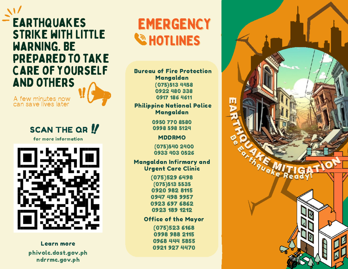 DRRR - Emergency Preparedness Brochure for Earthquakes - Studocu