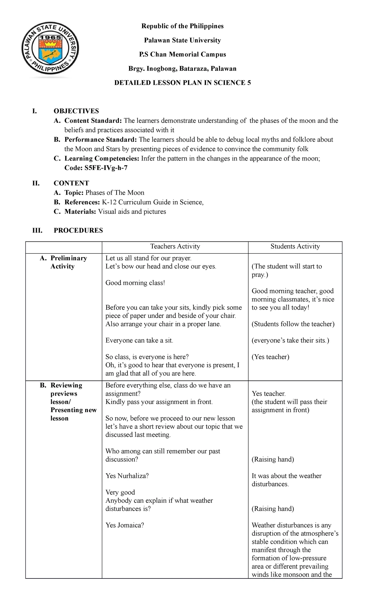 Q1 Grade 10 Health DLL Week 1 - Daily Lesson Log in MAPEH SCHOOL ...