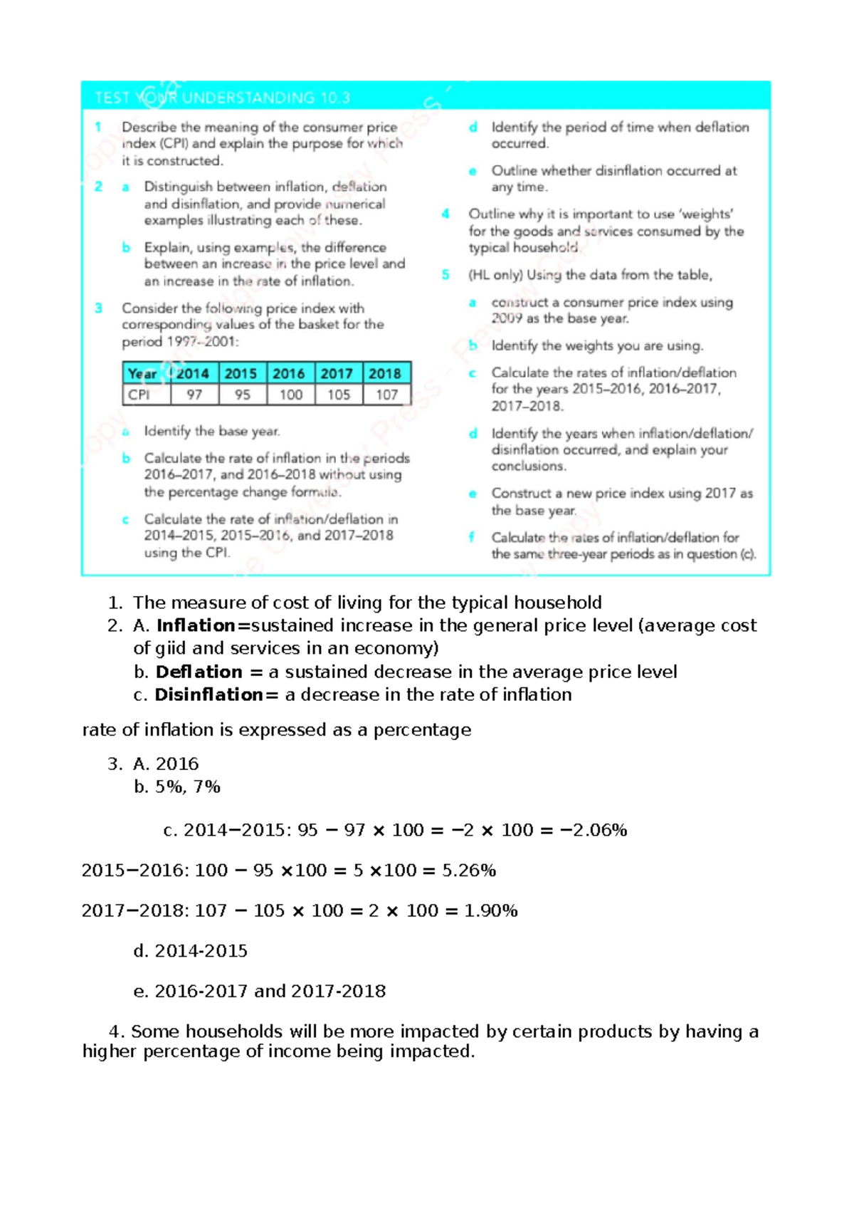 Econ TYU Chap 10 - Cost of Living & Inflation Analysis - Studocu