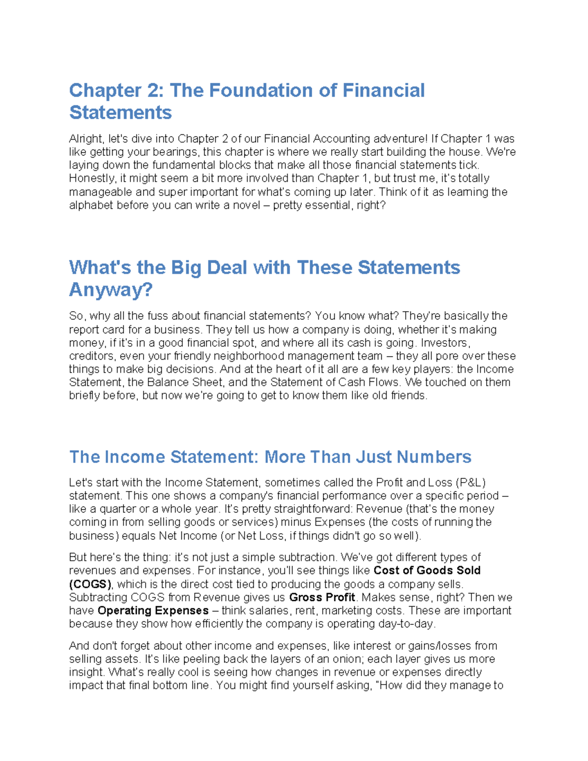 Financial Accounting (FA101) Chapter 2: Foundations of Financial ...