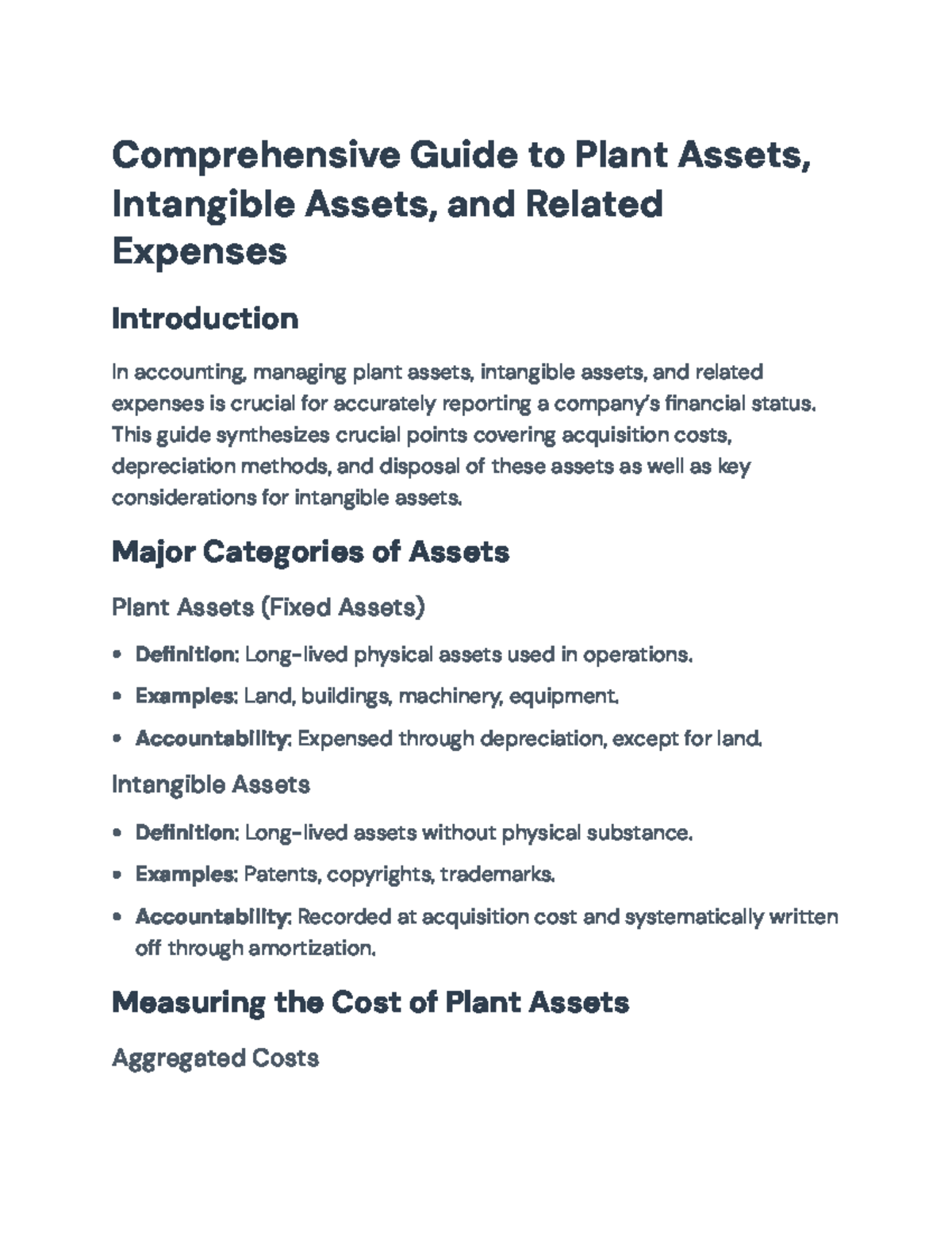 Comprehensive Guide to Accounting for Plant and Intangible Assets ...