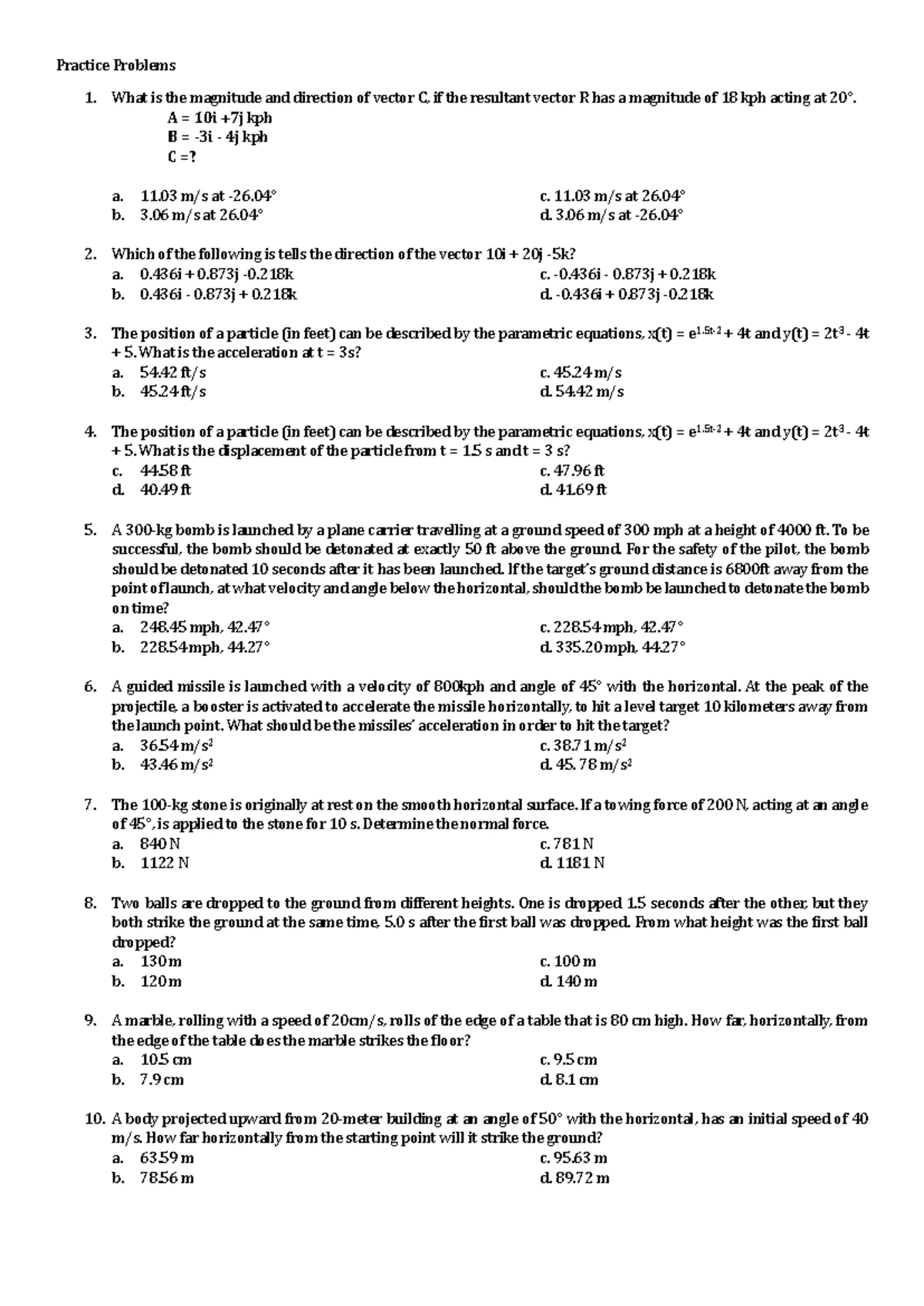 Chapter 15: Homework Problems on Rectilinear Motion and Dynamics - Studocu