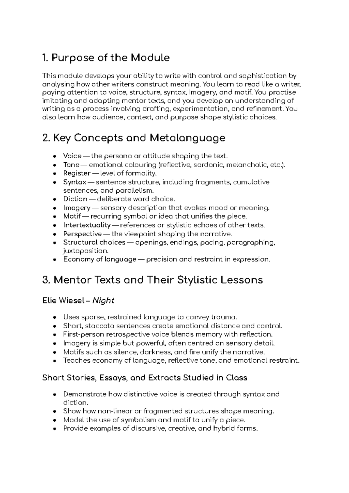 English YR 11 Writing Skills & Stylistic Analysis Notes - Studocu