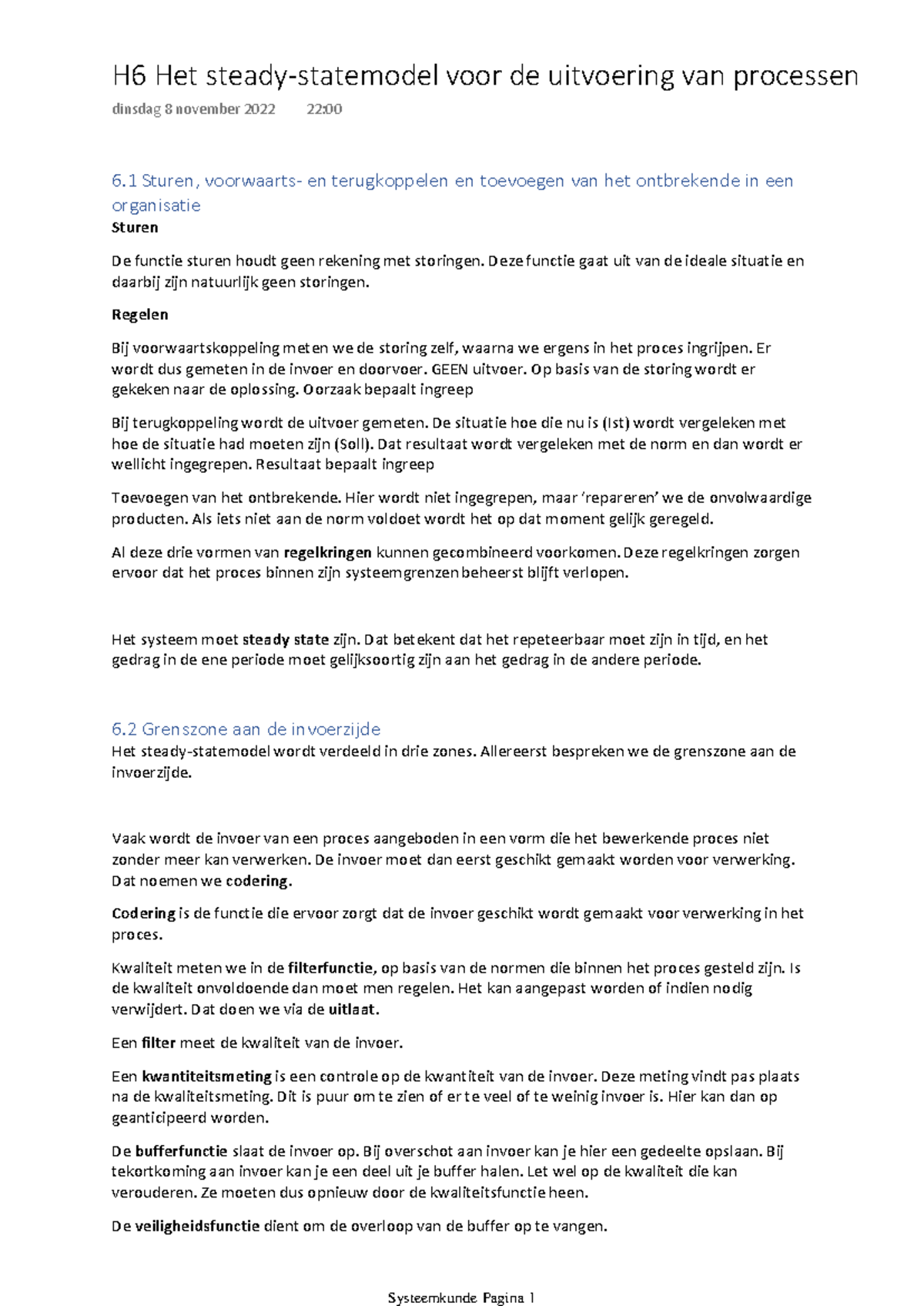 H6 Steady-State Model voor Processen: Sturen en Regelprocessen - Studeersnel