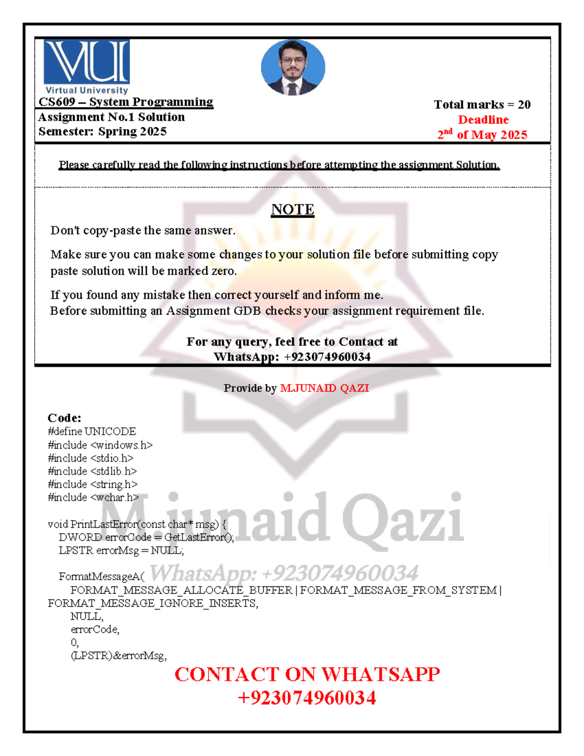 CS609 System Programming Assignment 1 Solution - Spring 2025 - Studocu