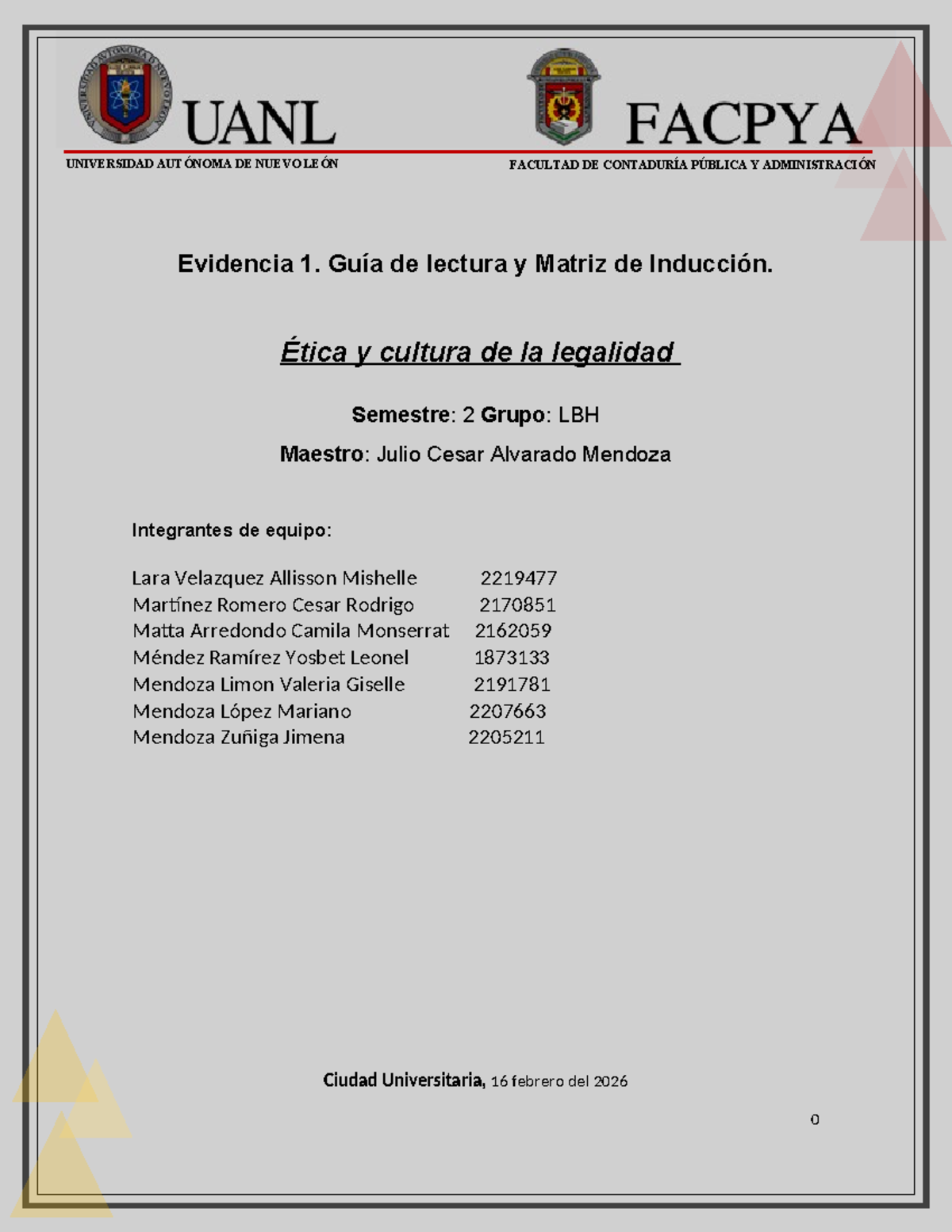 Evidencia 1: Guía de Lectura y Matriz de Inducción en Ética y Legalidad ...