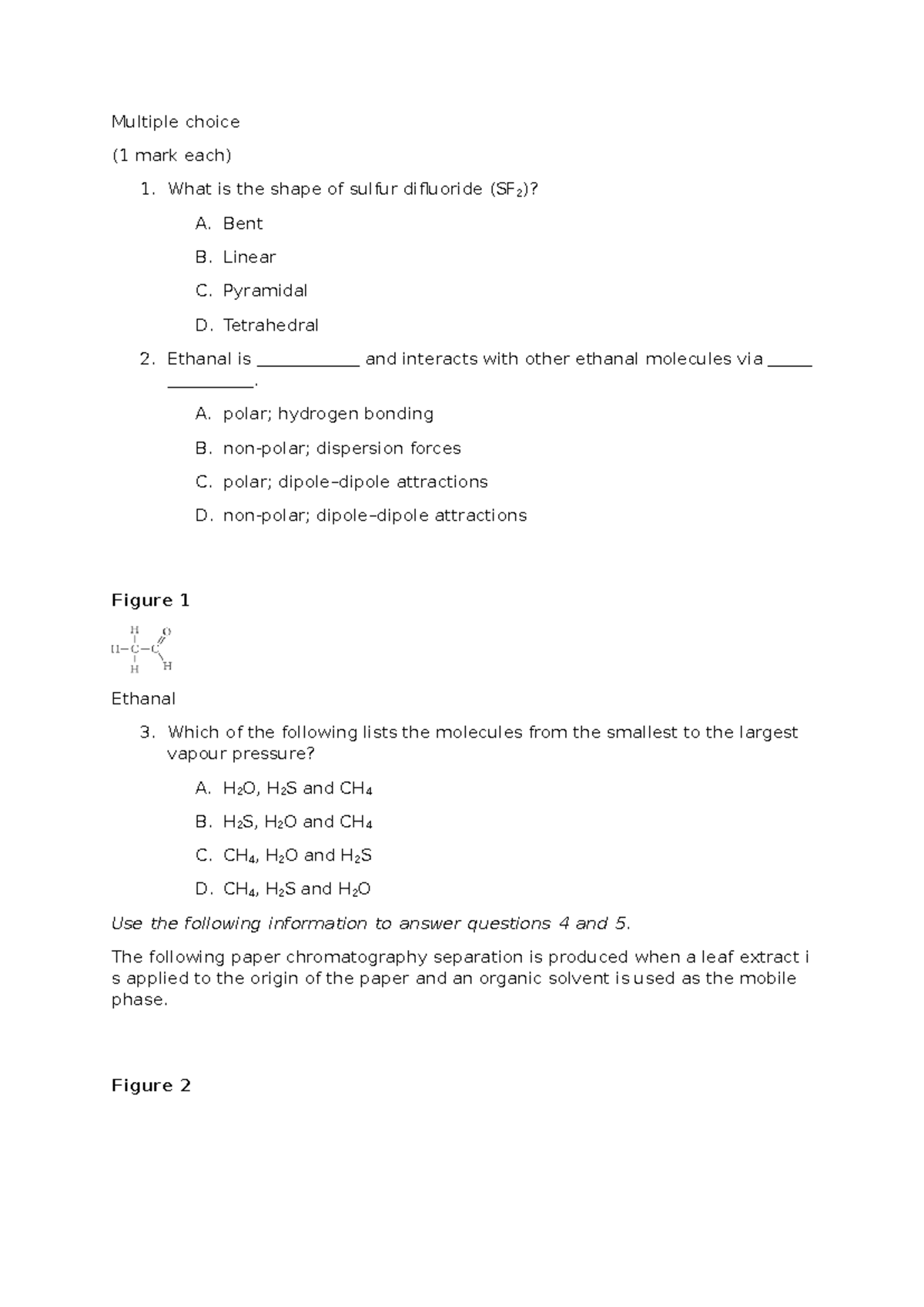 Unit 2 Practice Exam: Chemistry MCQs and Problem Solving - Studocu