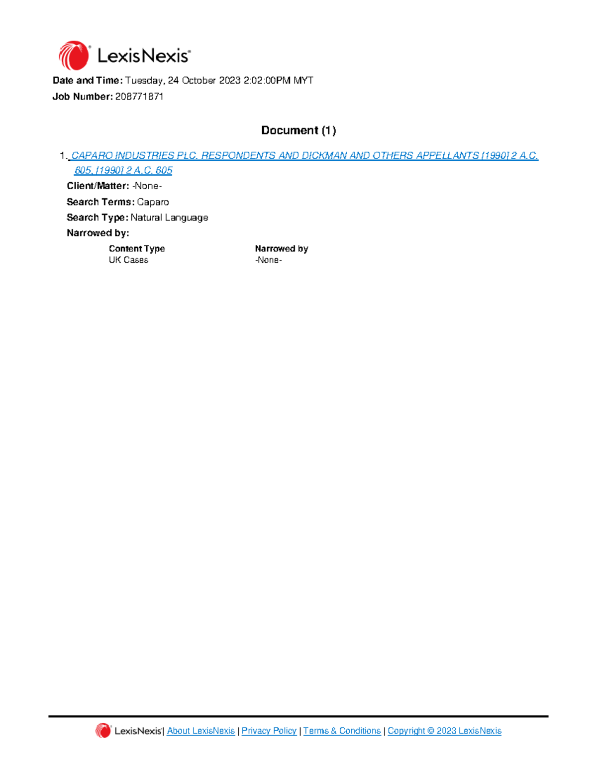 Caparo Industries PLC v Dickman [1990] 2 AC 605 - Case Summary - Studocu