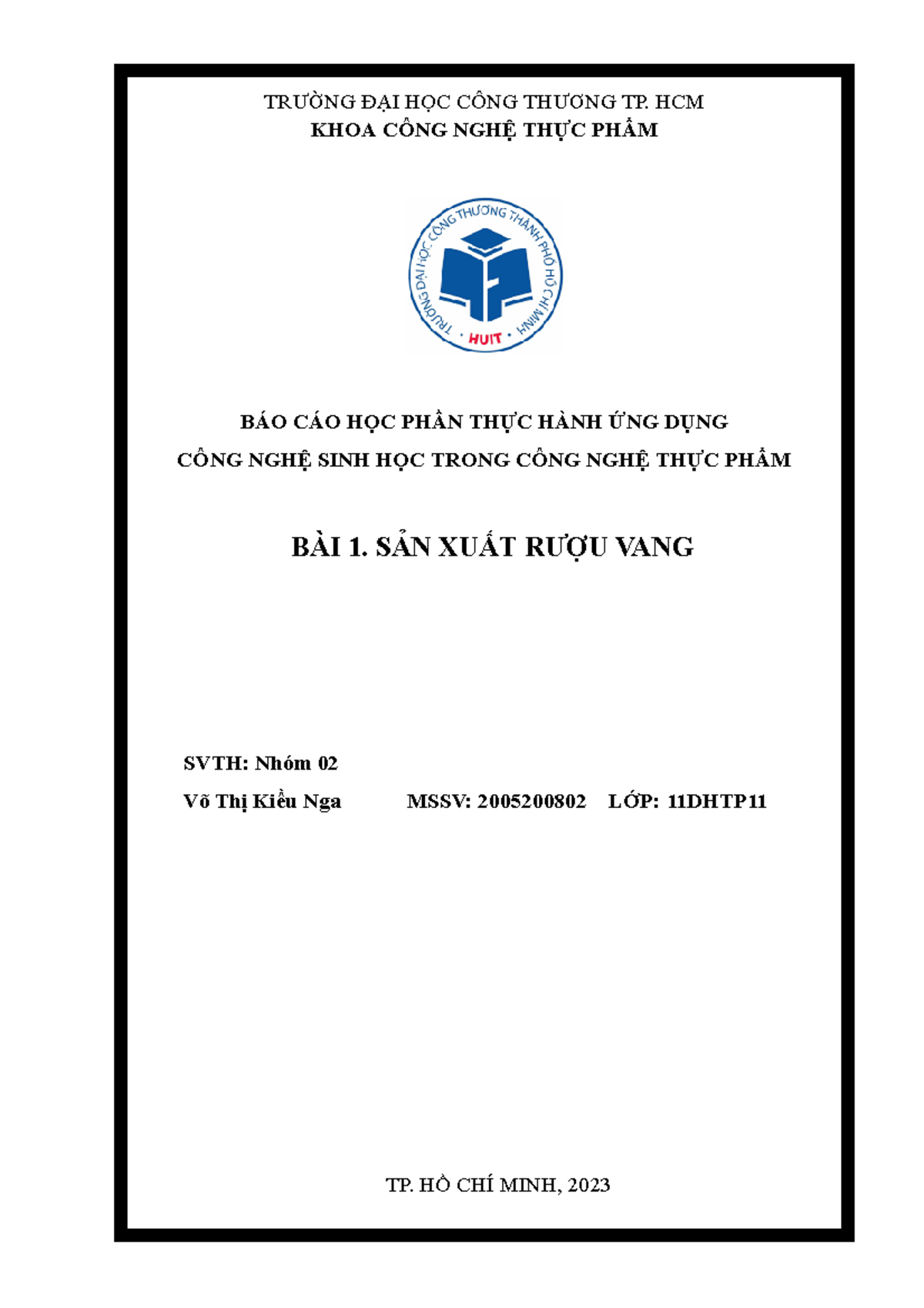 Mau bao cao bai 1 - nnnm - TRƯỜNG ĐẠI HỌC CÔNG THƯƠNG TP. HCM KHOA CÔNG ...