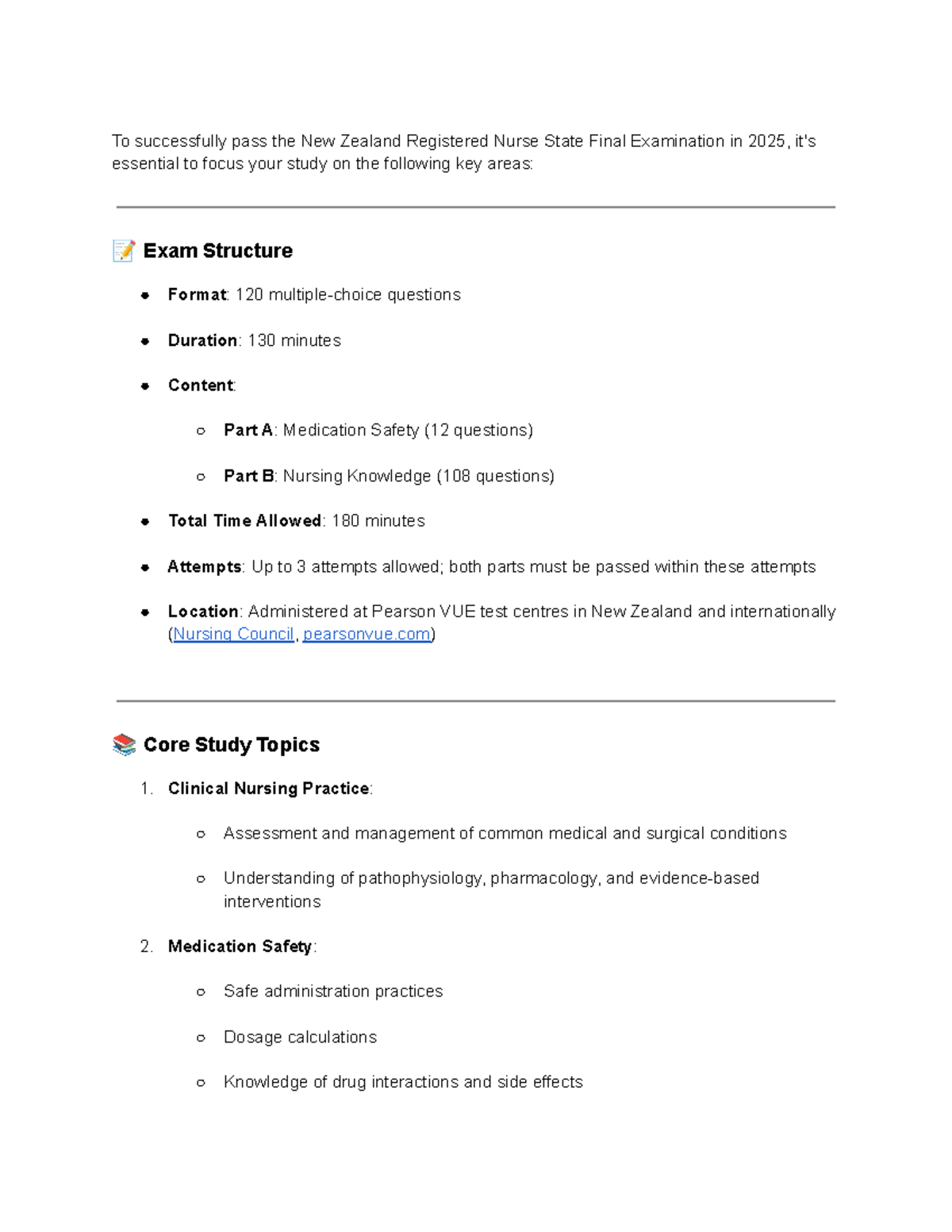 State Exam Guide for NZ Registered Nurse Final Exam 2025 - Studocu