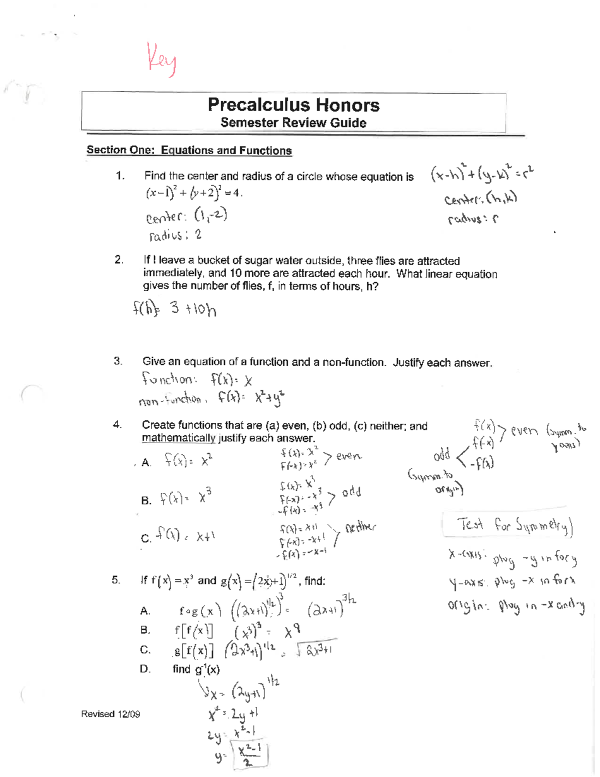 Pre-Calculus Midcourse Exam Review: Detailed Solutions Guide - Studocu