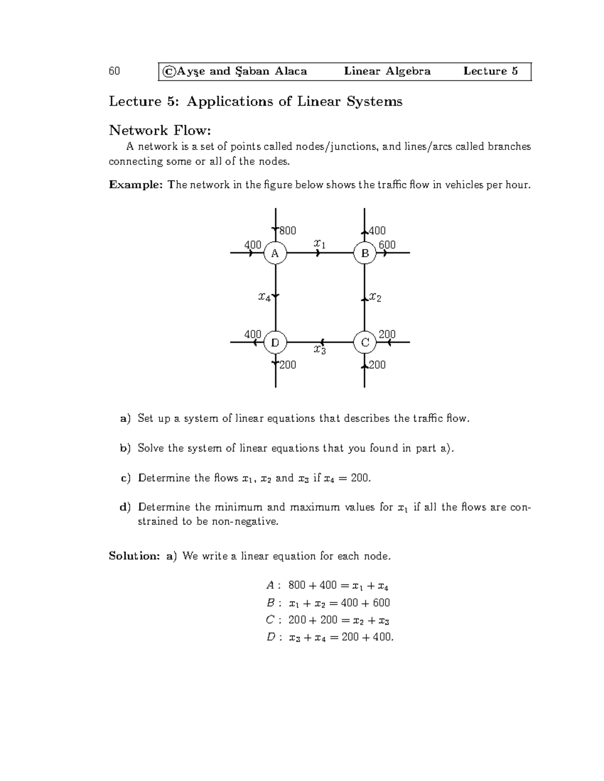 Linear Algebra 60: Lecture 5 - Applications of Linear Systems ...