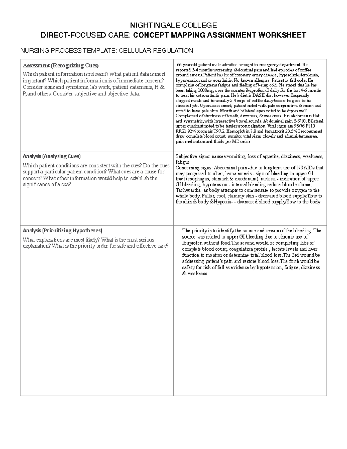 NUR 311 Cellular Regulation: Concept Mapping Assignment Overview - Studocu
