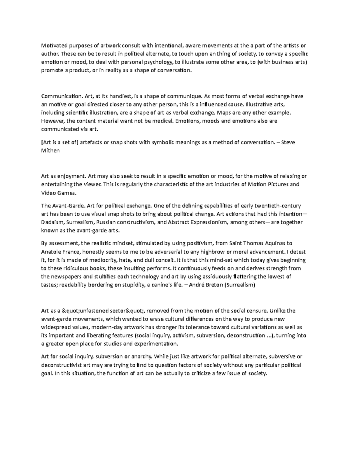 Art2a - Motivations and Communication in Art History - Studocu