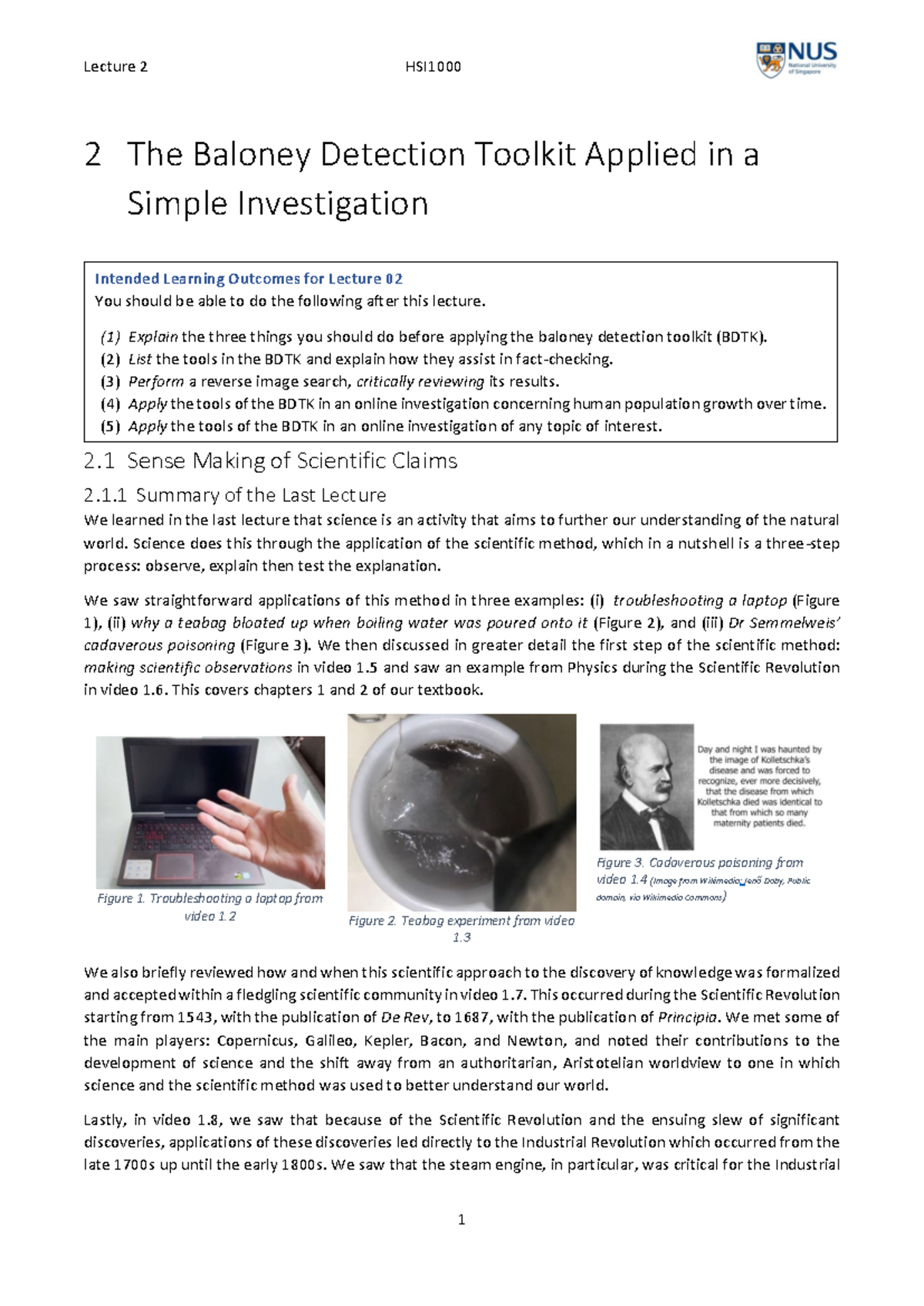 L02 Lecture Notes on Baloney Detection Toolkit Applications - Studocu