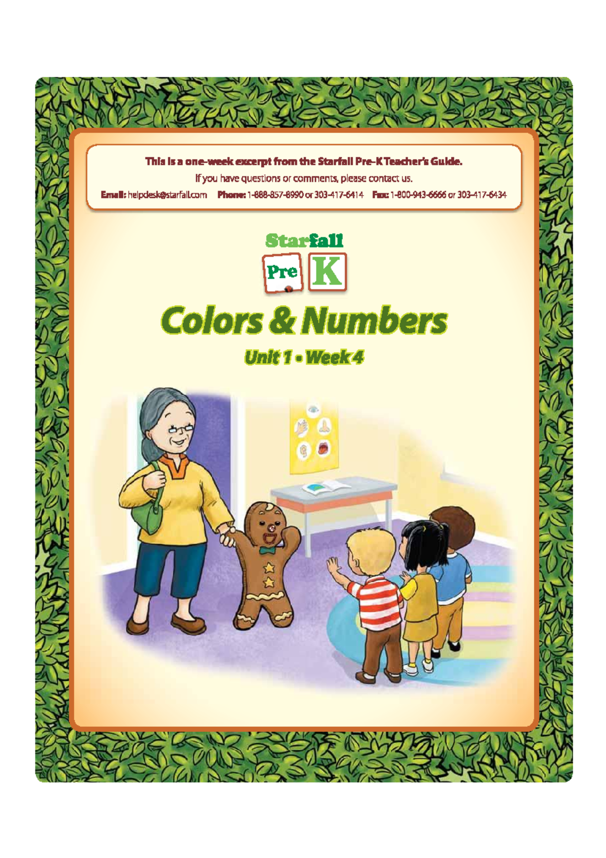 Starfall Pre-K Teacher's Guide: Week 4 - Colors & Numbers Activities ...