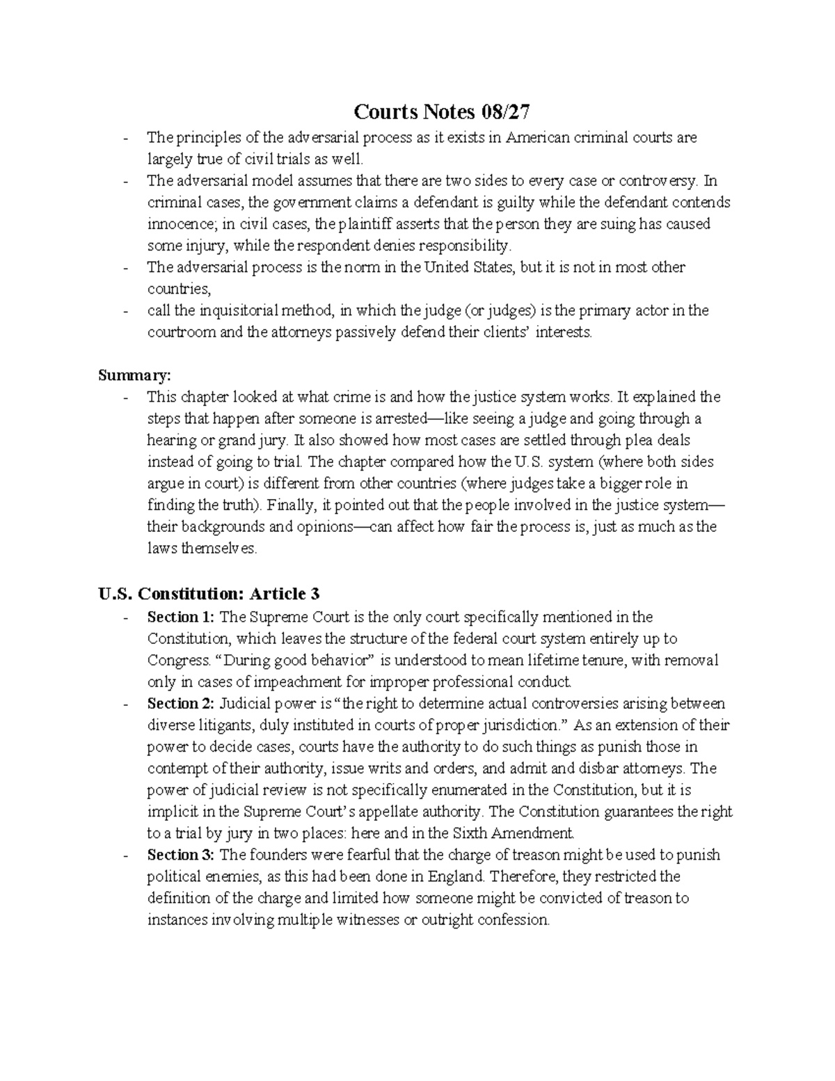 Courts Notes: Adversarial vs. Inquisitorial Systems Explained - Studocu