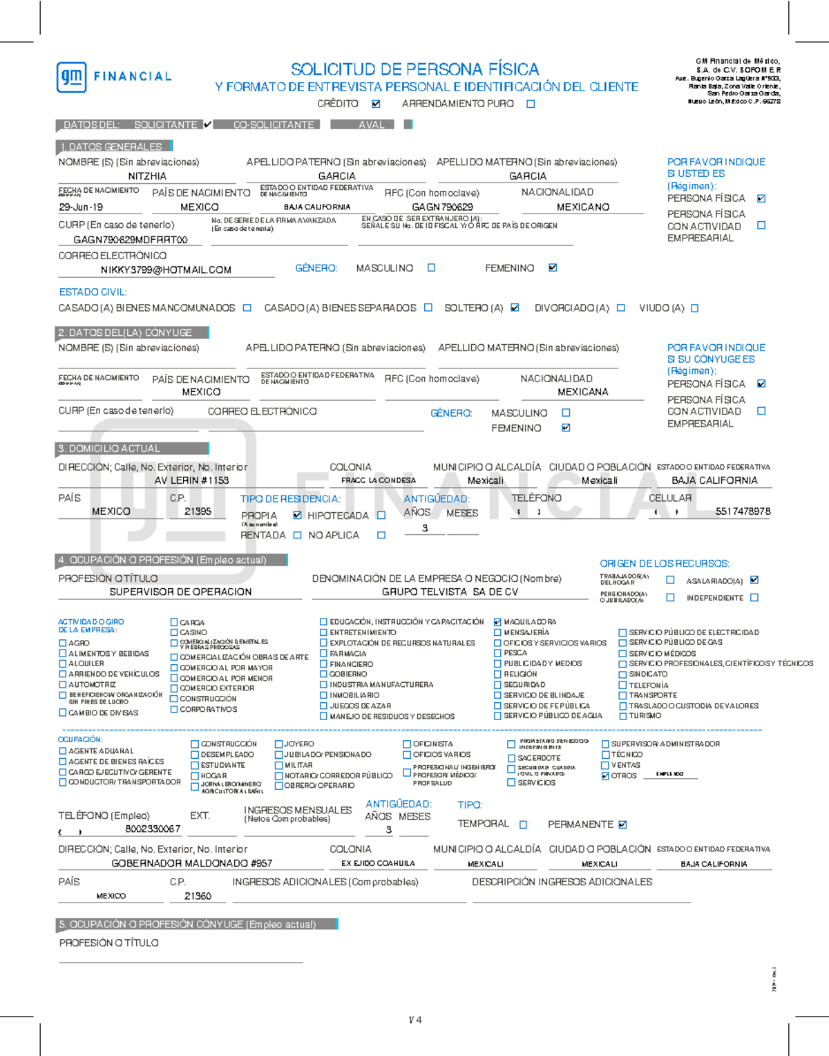 Solicitud Nitzhia - FFRRC - SOLICITUD DE PERSONA FÍSICA GM Financial de ...