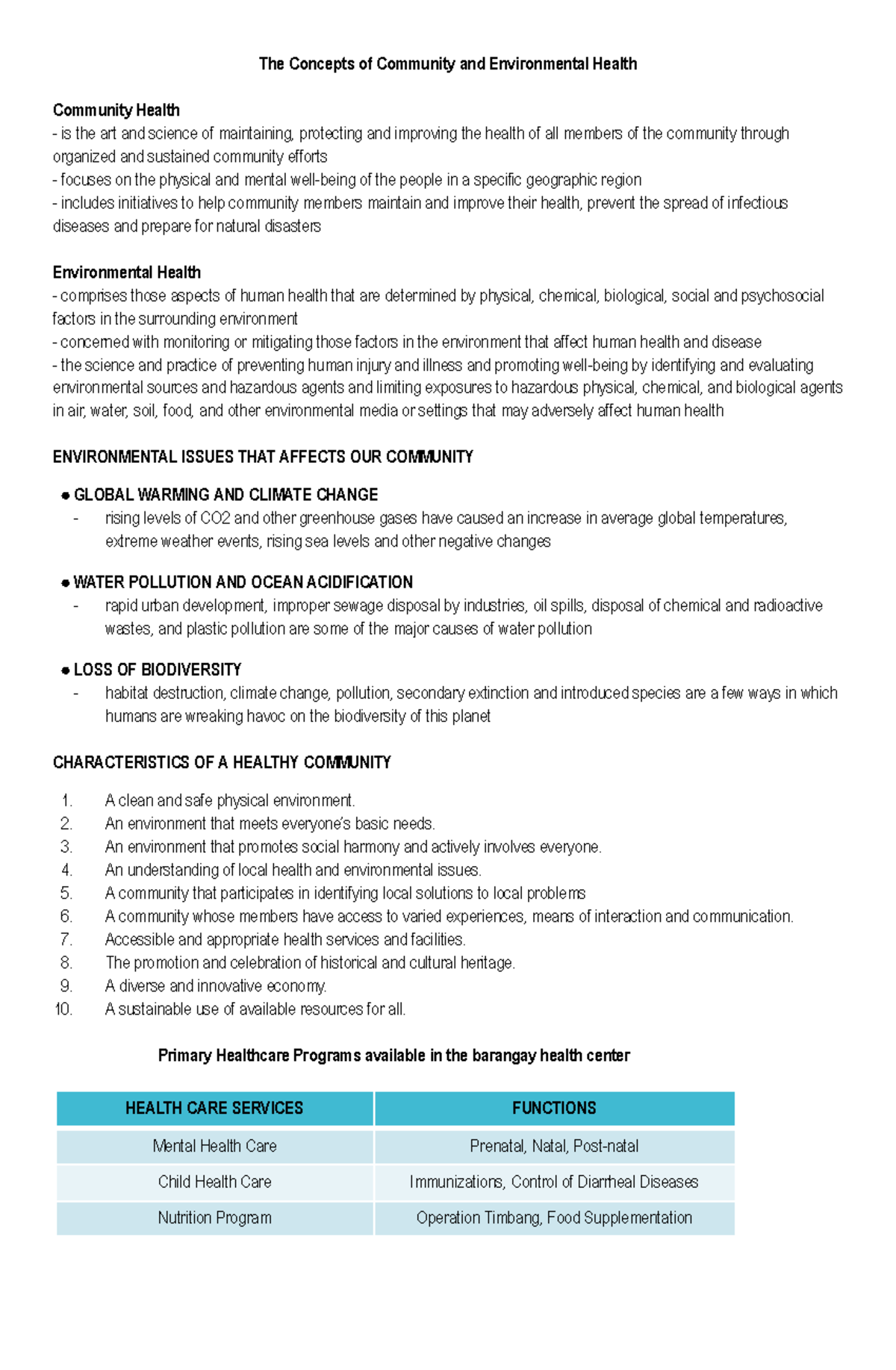 Community & Environmental Health Concepts: An Overview and Key Issues ...