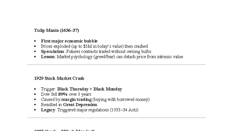 Tulip Mania & Economic Bubbles: Key Lessons & Regulations - Studocu