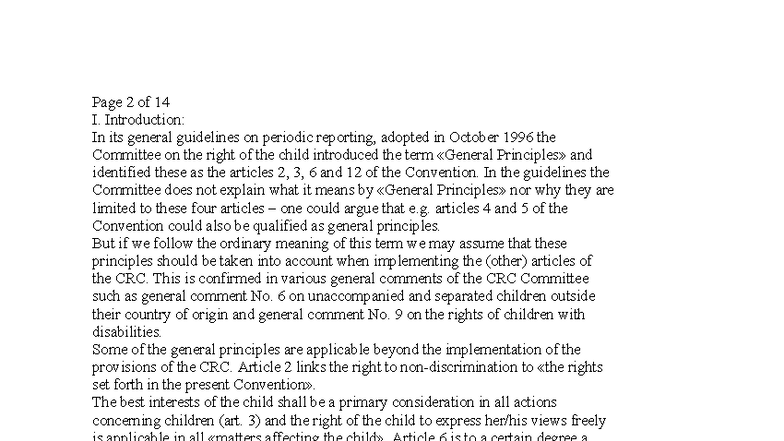CRC Guideline Analysis: Articles 2, 3, 6, and 12 Overview - Studocu