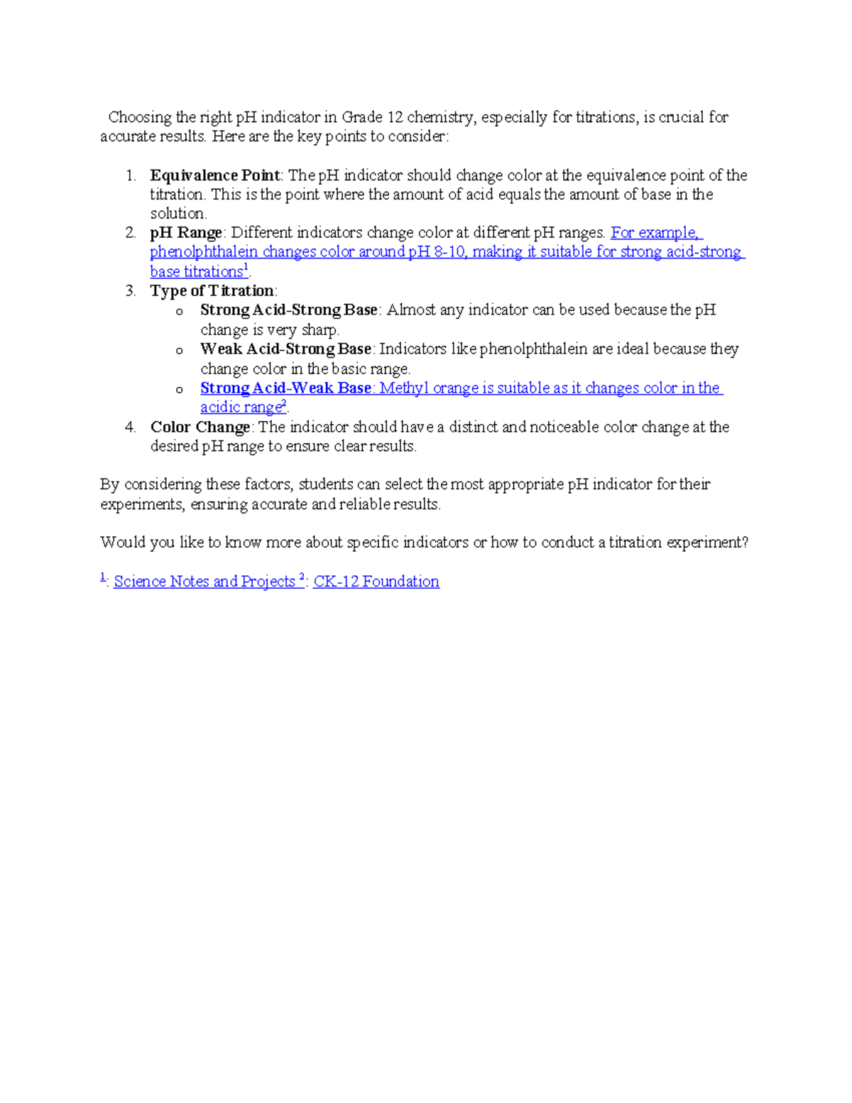 Choosing the Right pH Indicator for Titrations in Grade 12 Chemistry ...