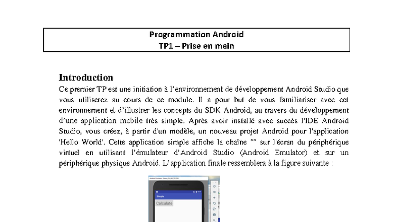 Programmation Android TP1 : Introduction et Développement d'App Mobile ...