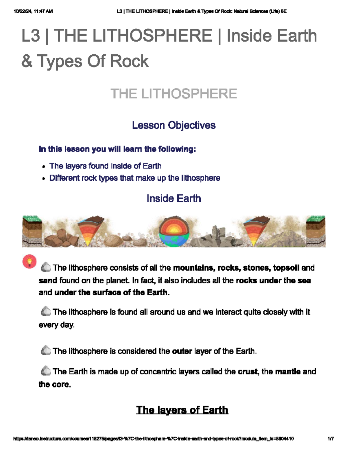 TERM 4 Science LIFE L3: The Lithosphere and Rock Types Overview - Studocu