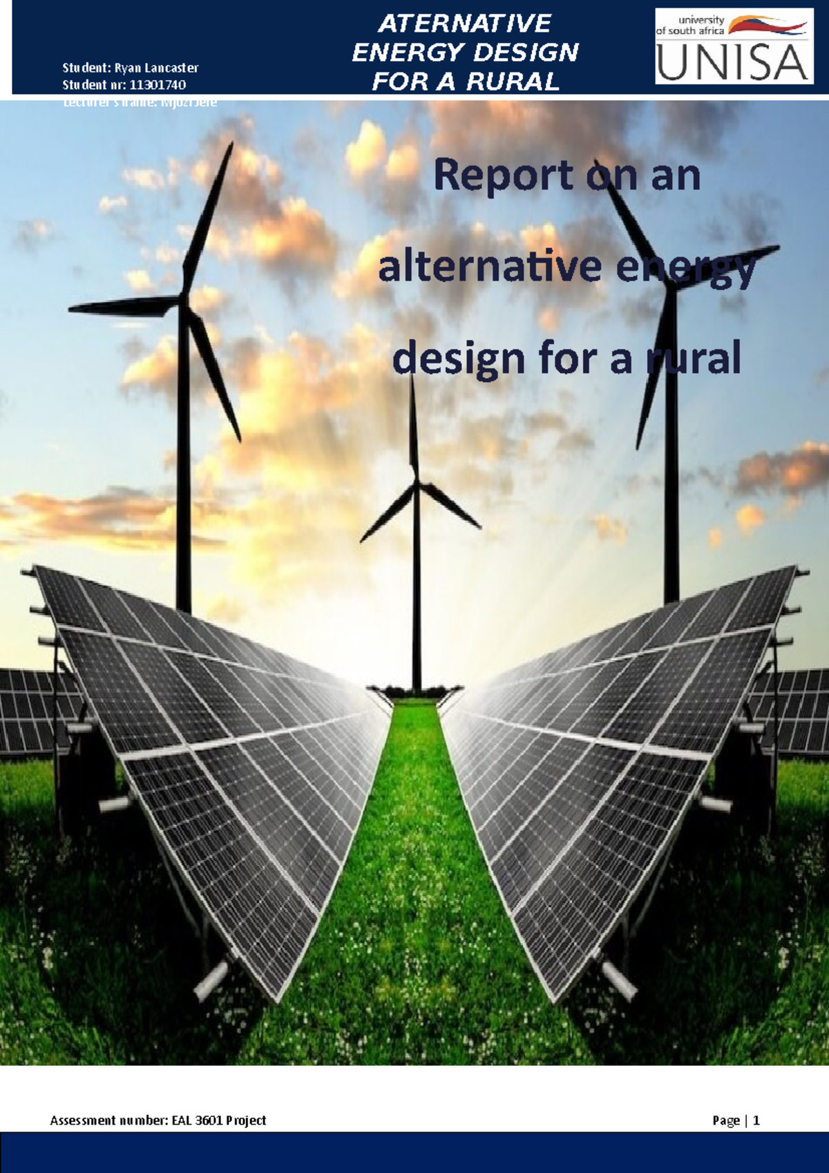 EAL 3601 Final Report on Alternative Energy Design for Rural Hospital ...