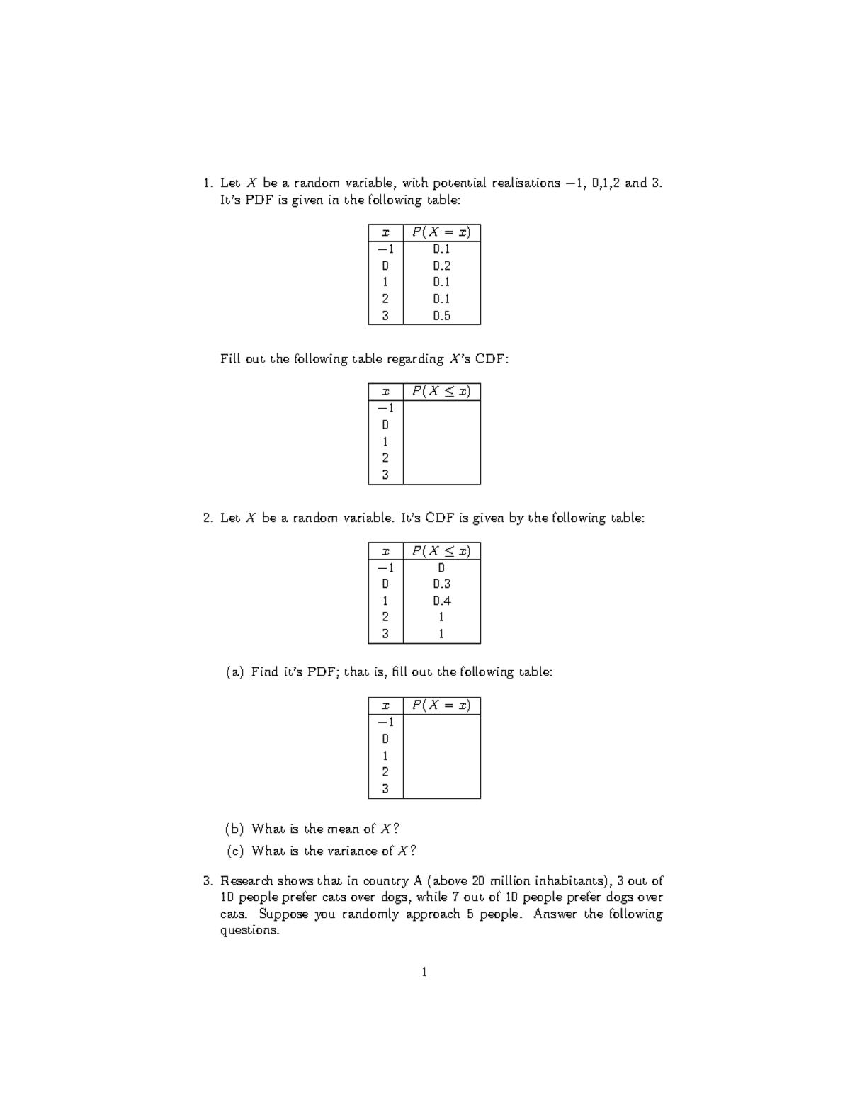Bstats Week 3 Additional Questions on Random Variables and CDF - Studocu