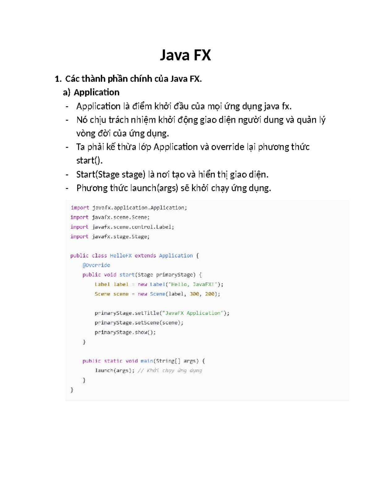 Java FX 1: Các Thành Phần Chính và Cấu Trúc Ứng Dụng - 123 - Studocu