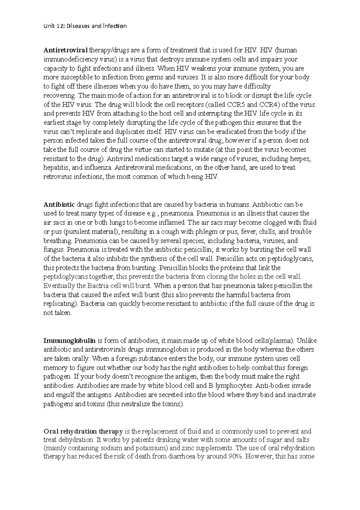 Unit 12: Treatment of Infectious Diseases and Interventions - Studocu