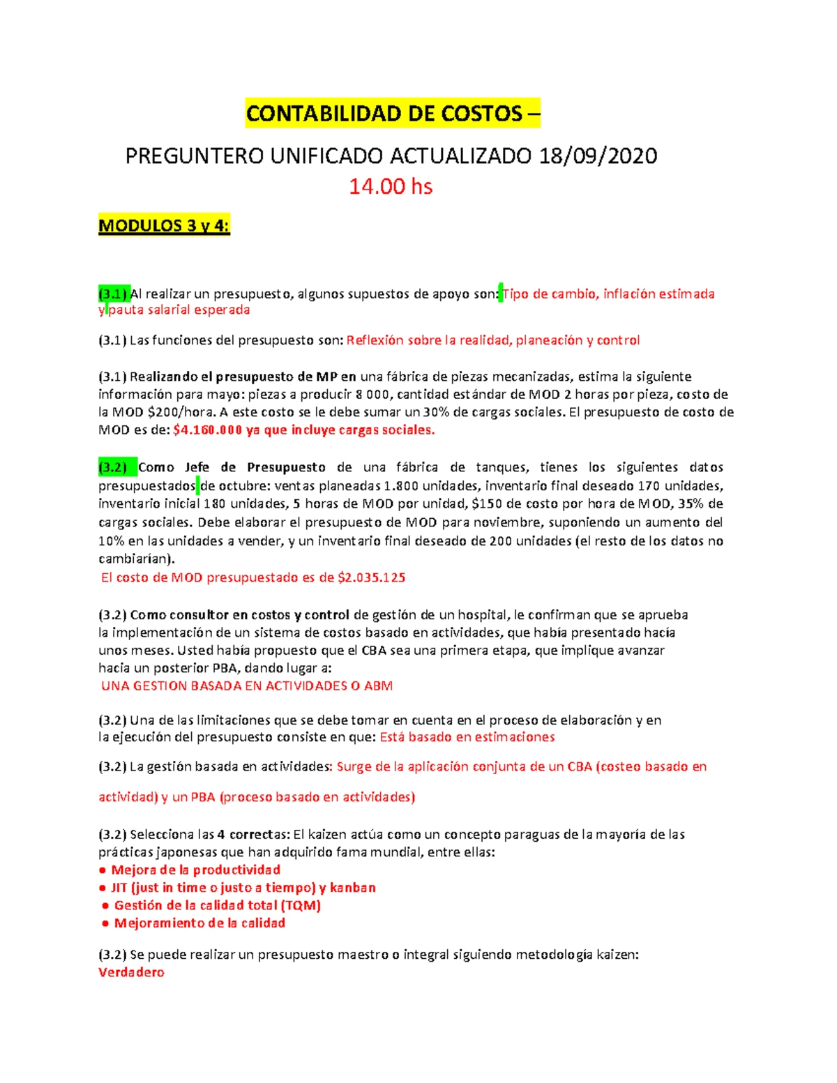Resumen de Contabilidad de Costos - Módulos 3 y 4 (Parcial 2) - Studocu