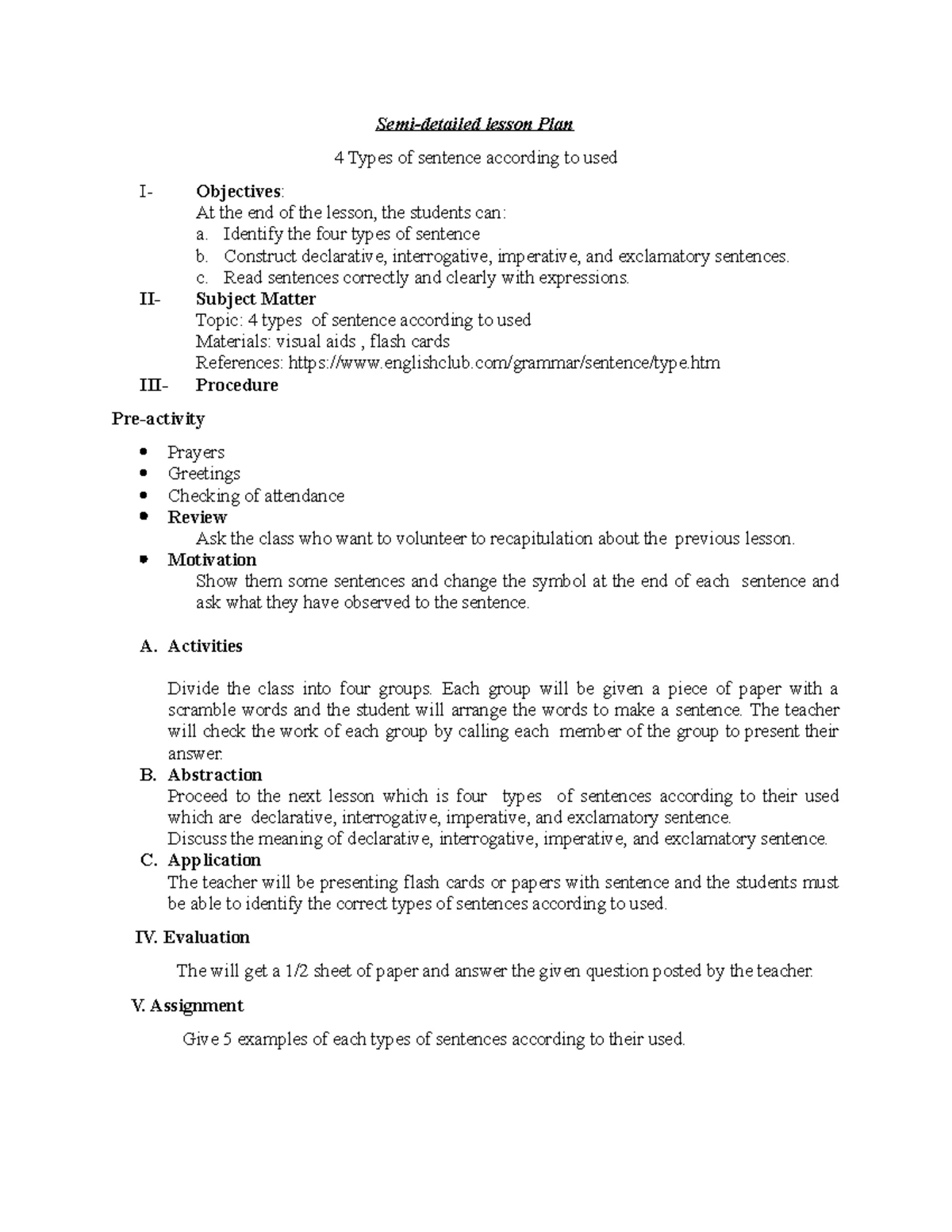 Adverb Detailed Lesson Plan - ADVERB Detailed Lesson Plan in English I ...