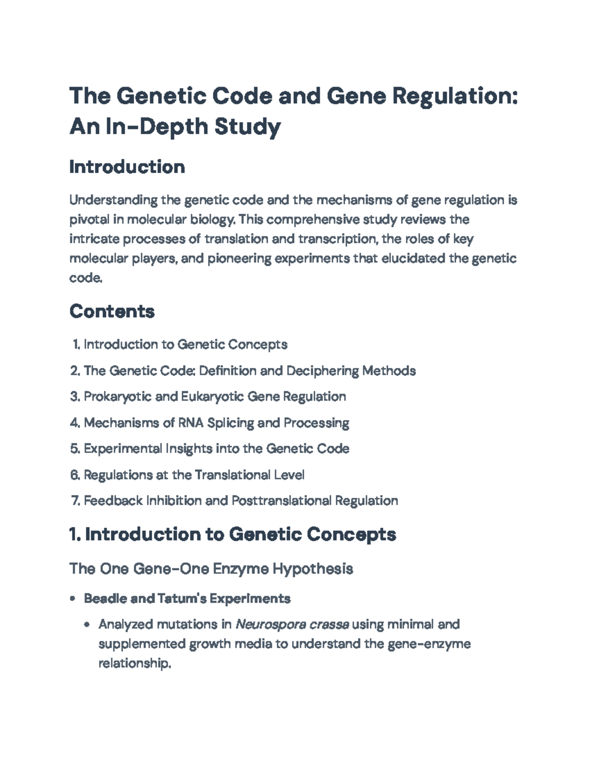 The Genetic Code and Gene Regulation: A Comprehensive Study - The ...